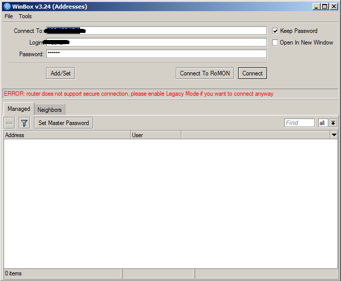 Cara Mengatasi Mode Legacy di Winbox Mikrotik - Honet