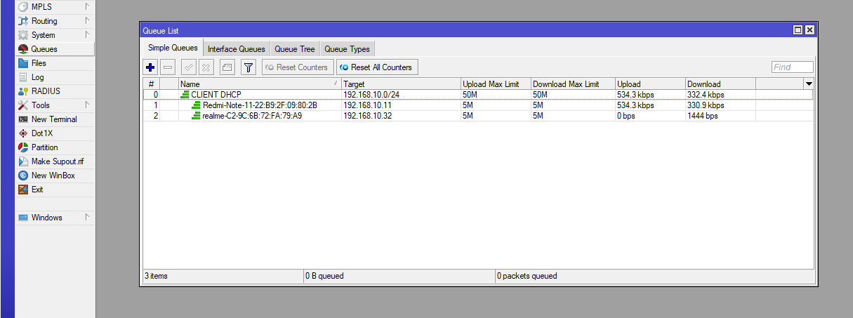 Cara Konfigurasi Script Simple Queue Otomatis di Mikrotik dari DHCP Server Lease - HONET